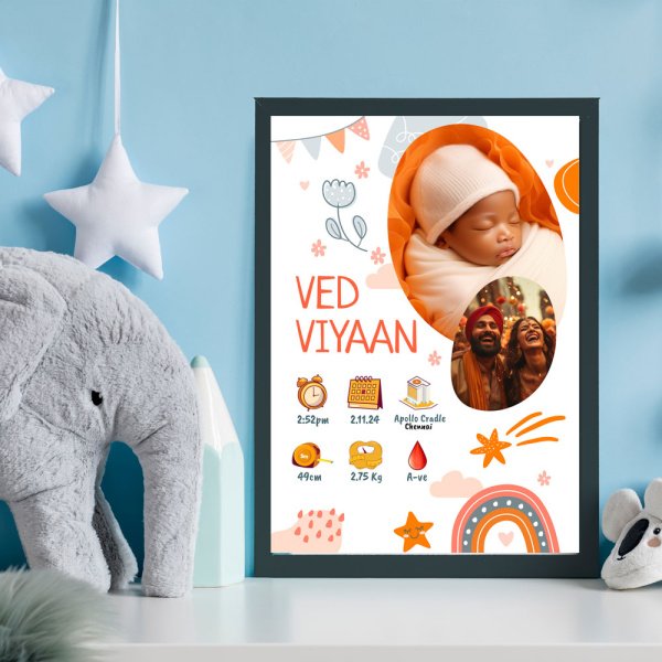 Baby Birth Details Wooden Frame For You Baby Girl and Baby Boy - JoyFoy