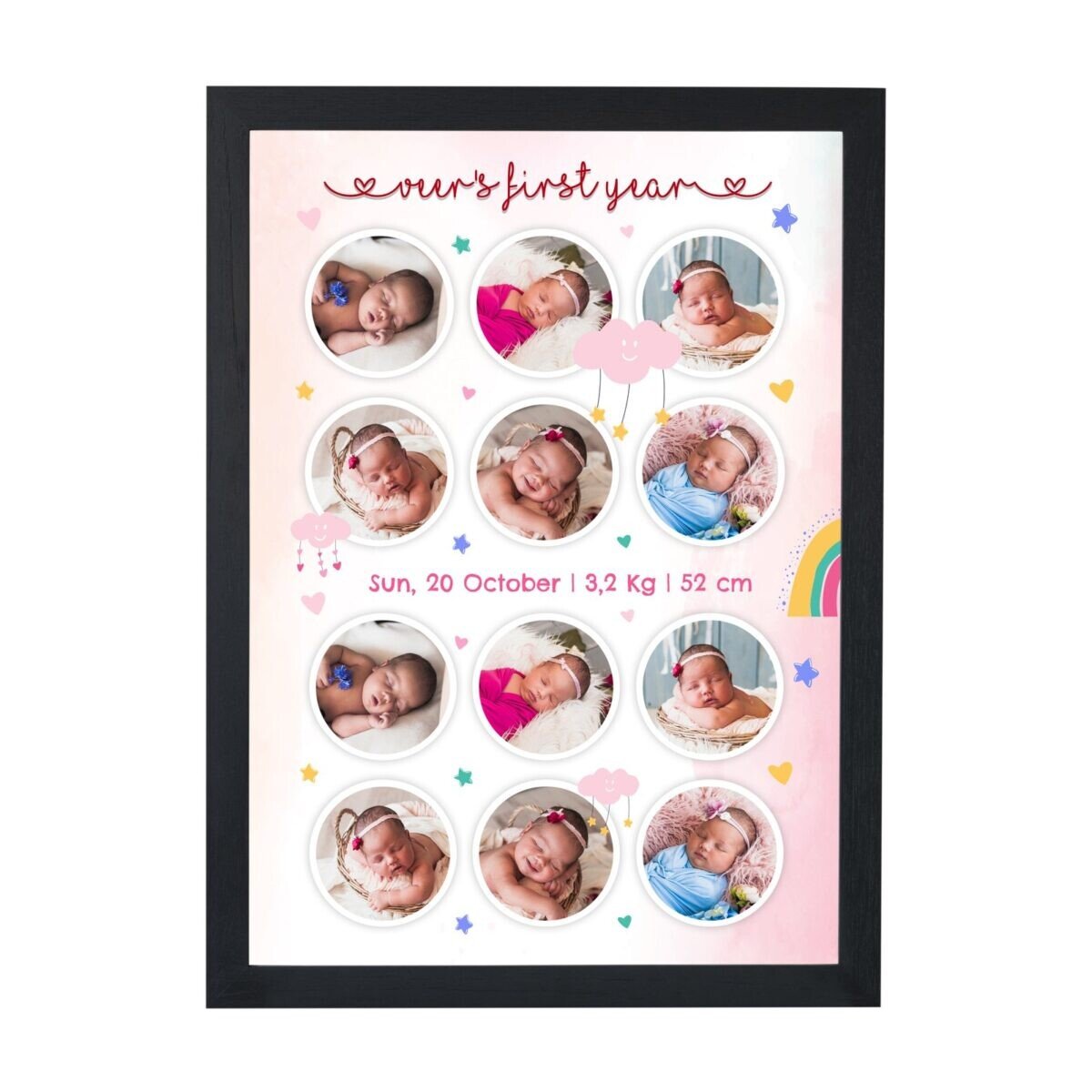Baby Birth Details Wooden Frame For You Baby Girl and Baby Boy - JoyFoy